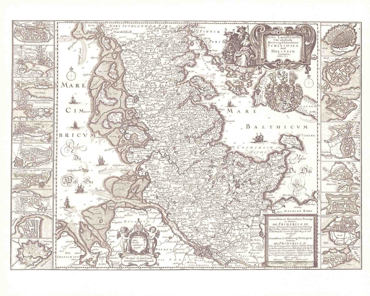 Landkort over Slesvig og Holstein - Historie Haderslev